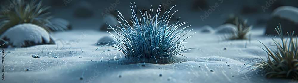 Amidst the tranquil depths of the ocean floor, a flourishing blue sea ...