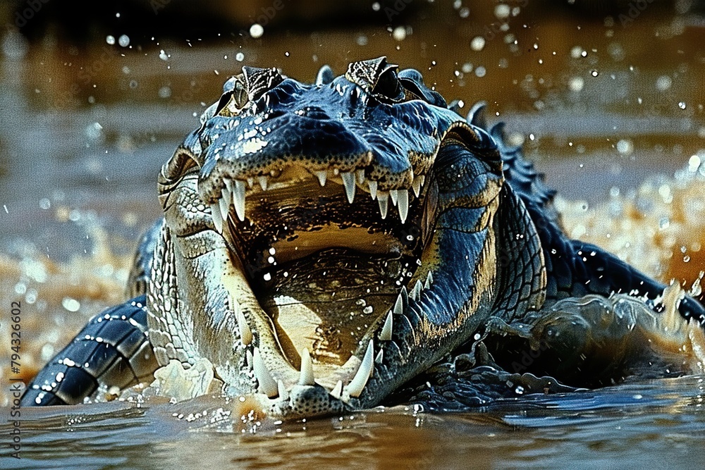 Saltwater Crocodile (Crocodylus porosus) Erupts from Hunter River ...