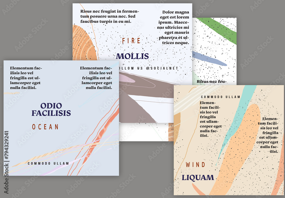 Social Media Square Post Layout Overlapping Blobs Textured With Spots ...