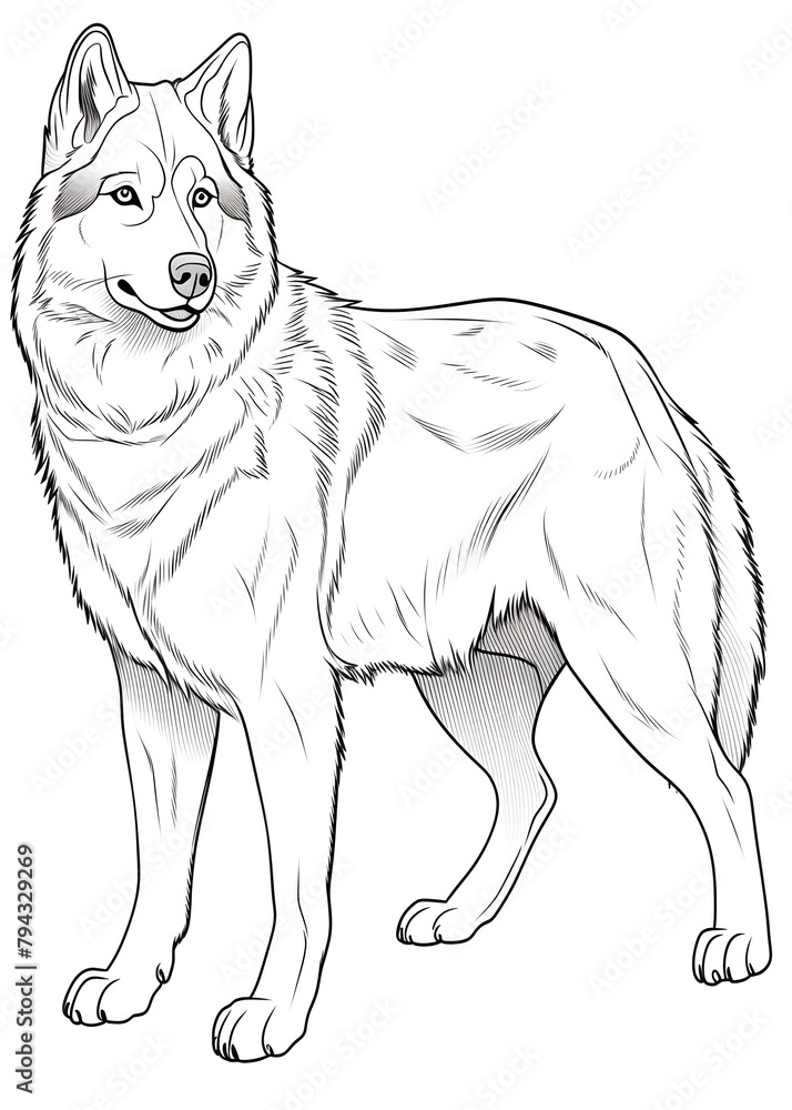 Husky Coloring Page, Husky Line Art coloring page, Husky Outline ...