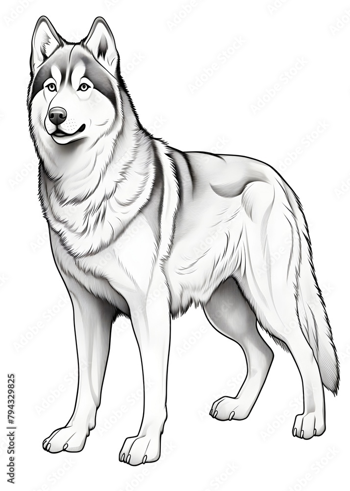 Husky Coloring Page, Husky Line Art coloring page, Husky Outline ...
