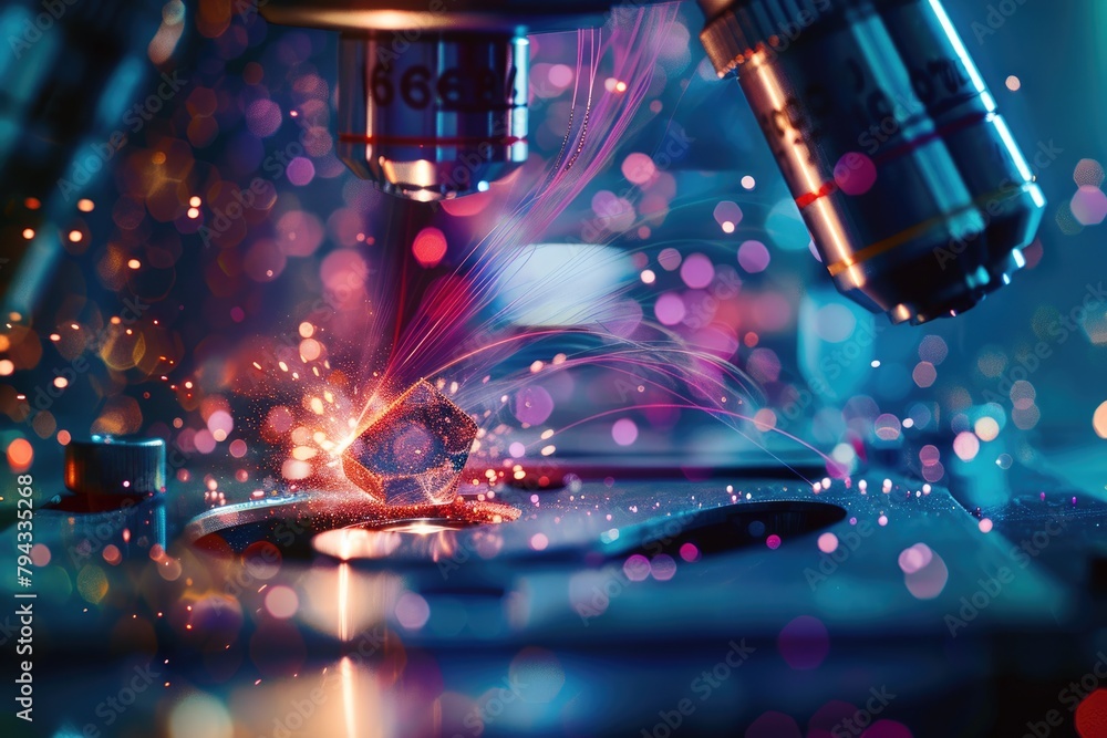 Electron Microscope Collage: Magnified View of Nano Crystallization and ...