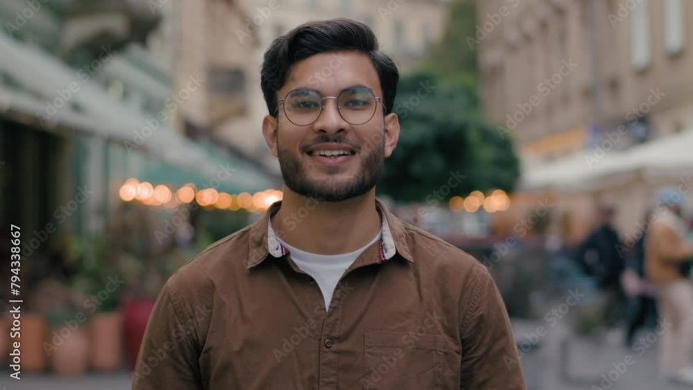 Portrait handsome young gen z Indian Arabian ethnic man guy male happy ...