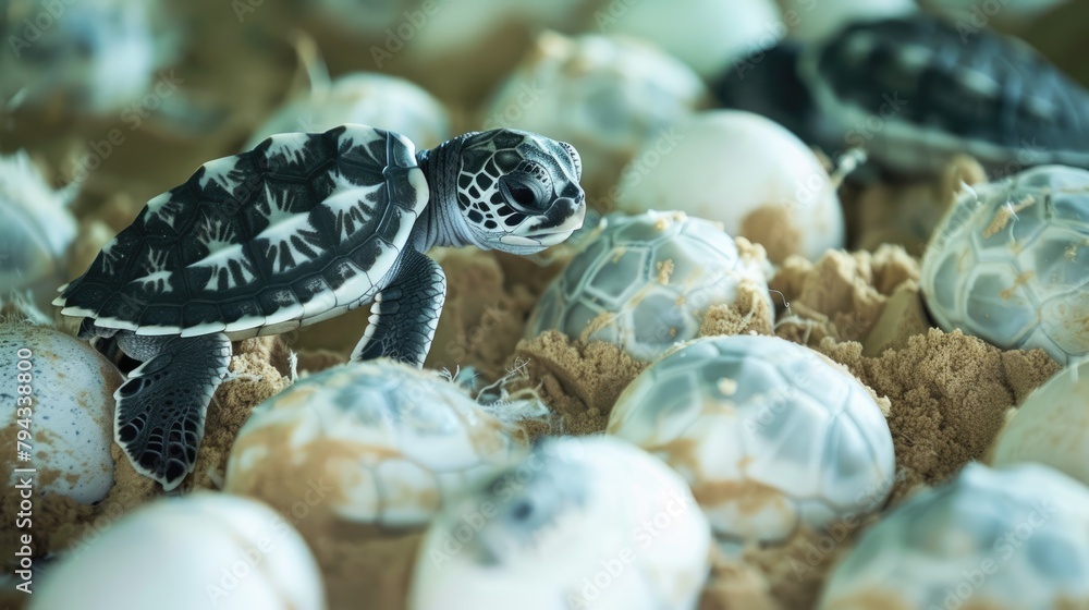 Adorable Baby Sea Turtles Hatching in a Turtle Farm - Captivating Image ...