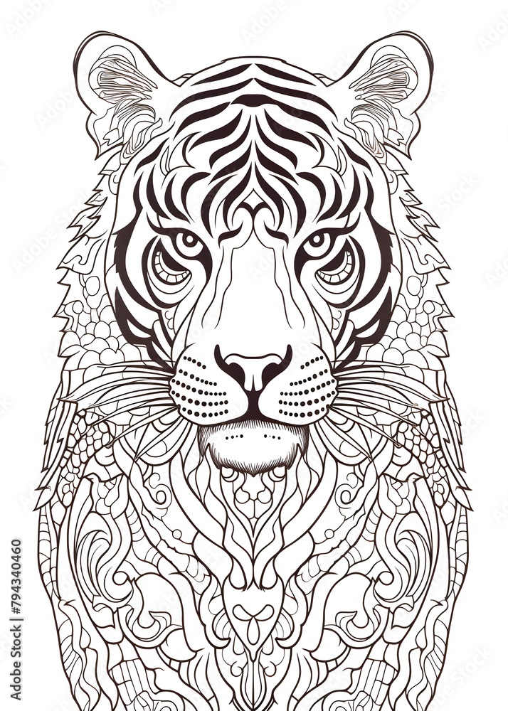 Stockillustratie Tiger Coloring Page, Tiger Line Art coloring page ...