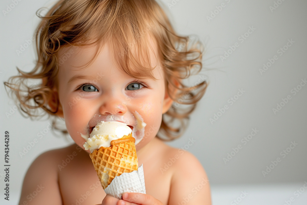 baby eating ice cream, cute baby, ice cream and baby, happy baby ...