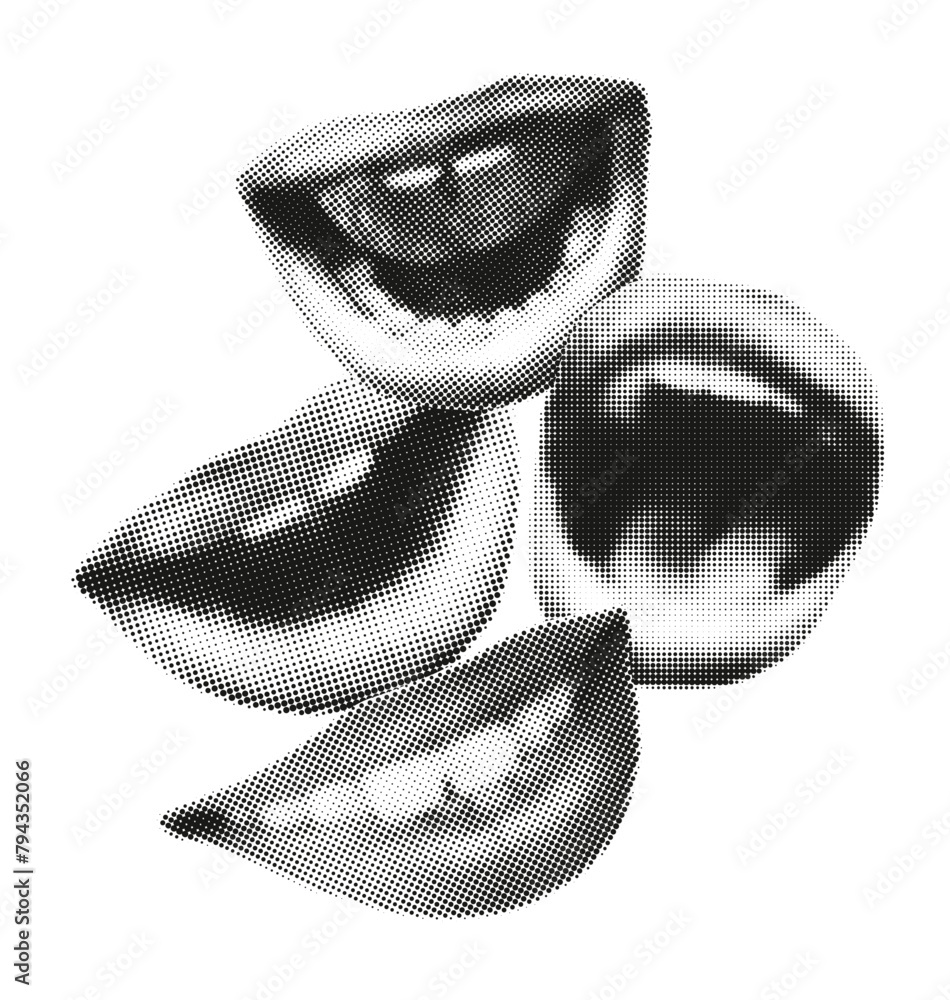 Human mouths halftone collage. Lips smiling, talking, screaming ...