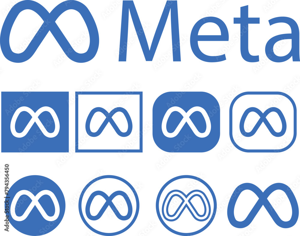 Meta by Facebook logos set. Editorial social media icons isolated on ...