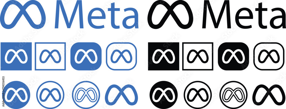 Meta by Facebook logos set. Editorial social media icons isolated on ...