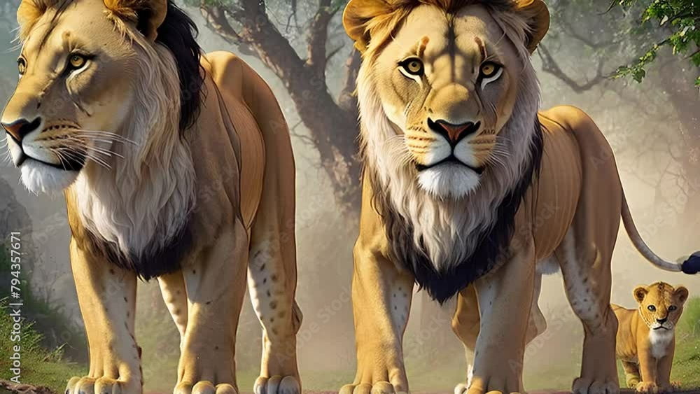 Evolution of a lions's age - the age of a two-month-old cute lion baby ...