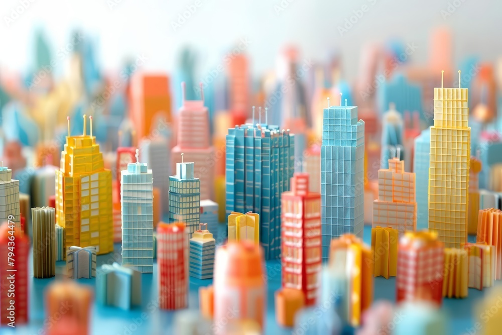 A tiny papercut cityscape unfolds, each building meticulously crafted ...