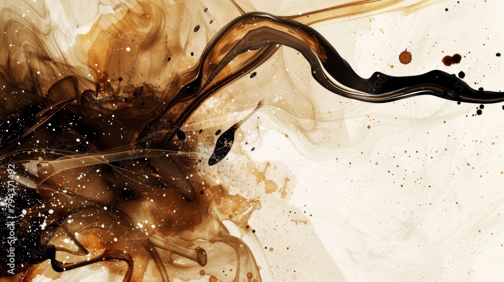 Abstract coffee splatters and swirls in a modern and colorful render AI ...