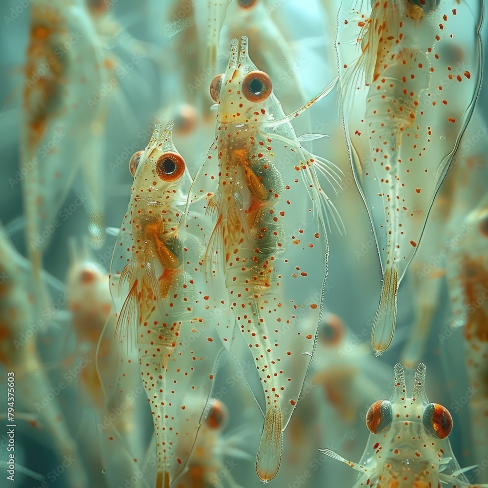 Highly Detailed Microscopic of Daphnia Water Fleas in Natural Habitat ...
