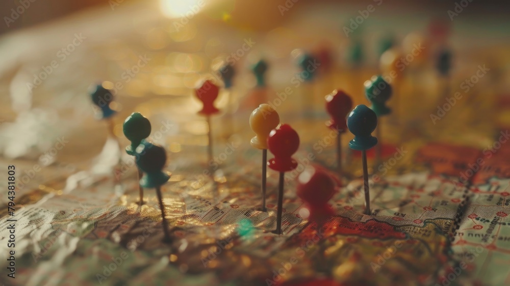 A useful visualization with pins attached to a map, clearly marking ...