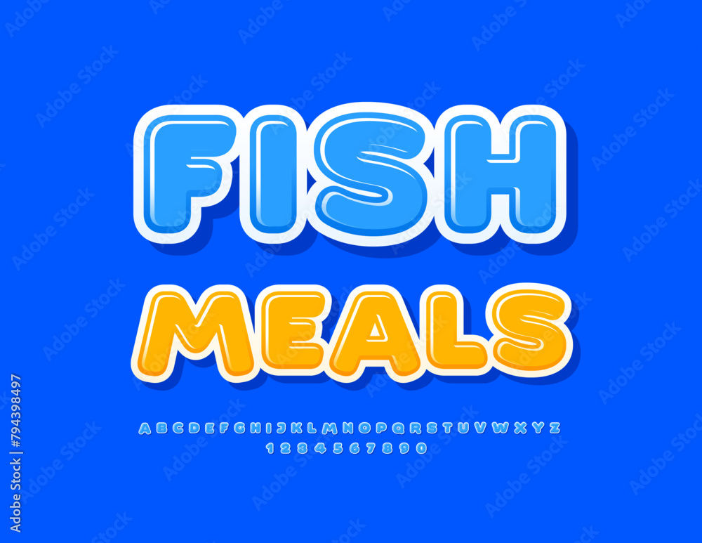 Vector template Fish Meals for Menu. Ads, Banners. Sea blue Font ...