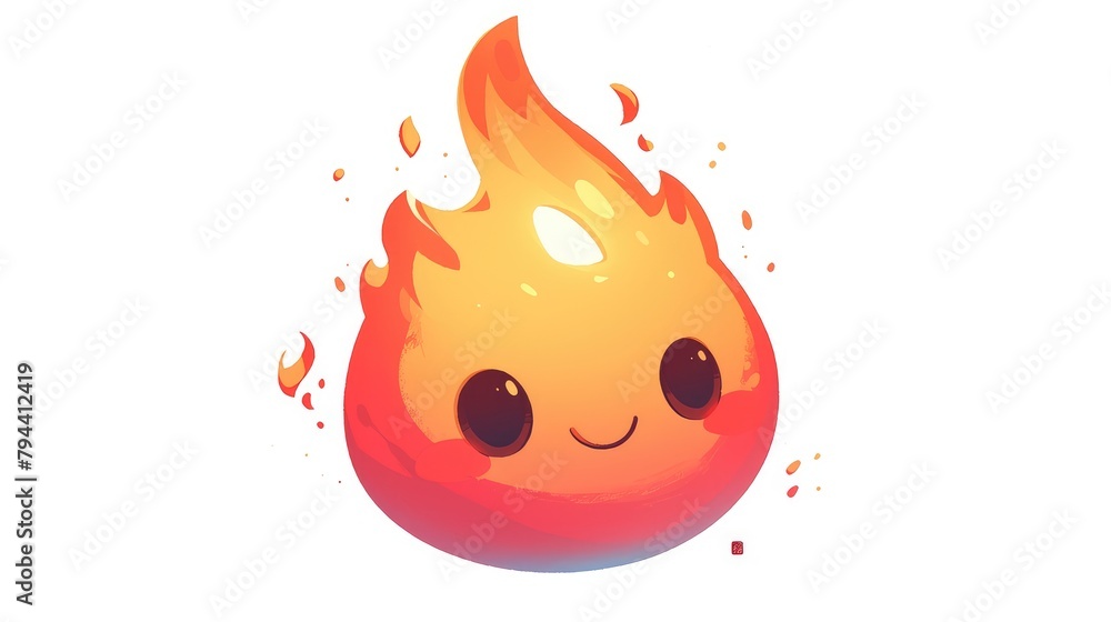A dynamic cartoon fire flame icon emanating fiery red sparks stands out ...