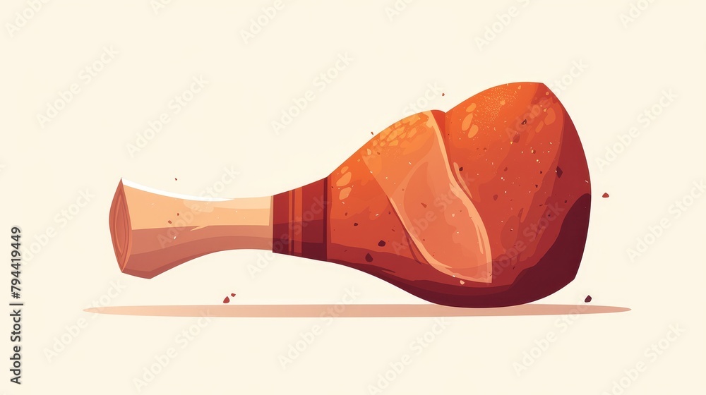 2d illustration of a turkey leg icon in a flat design style isolated on ...