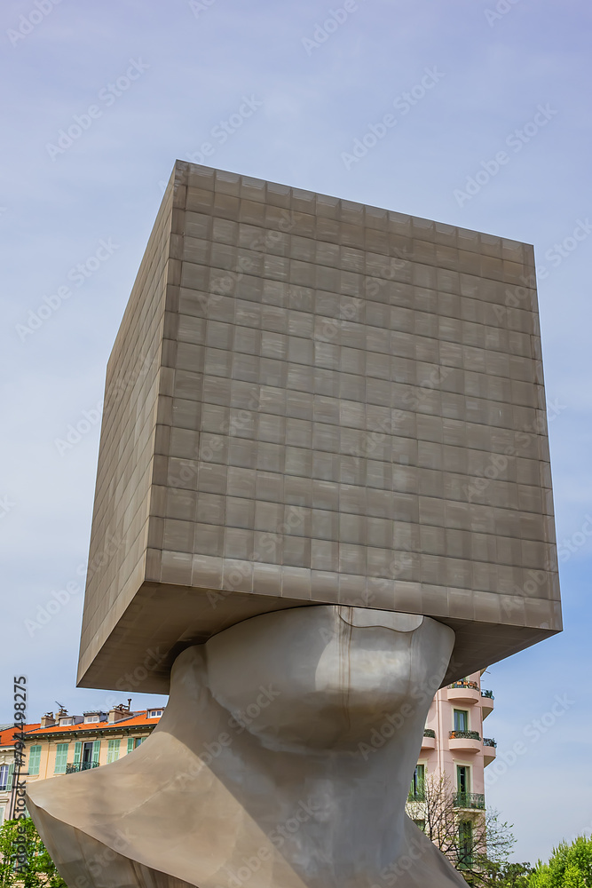 Iconic city library (Tete Carree) in of Nice also known as 'thinking ...