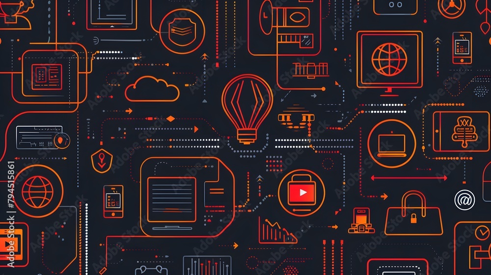 Vector set of design templates and elements for Cyber Security in ...