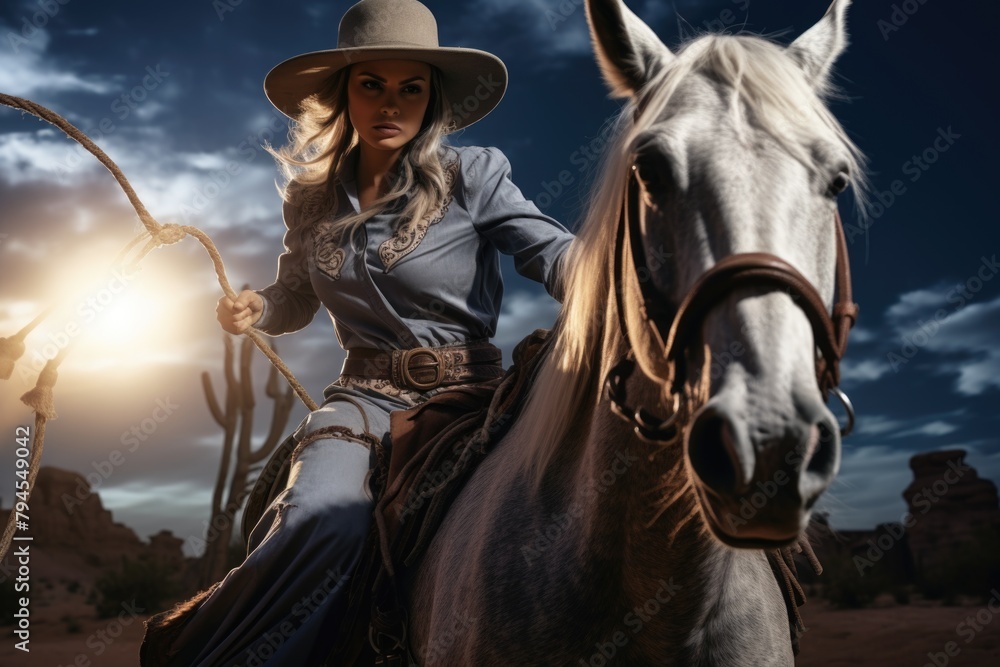 Elegant beauty of a cowgirl: grace meets grit, prairie echoes with the ...