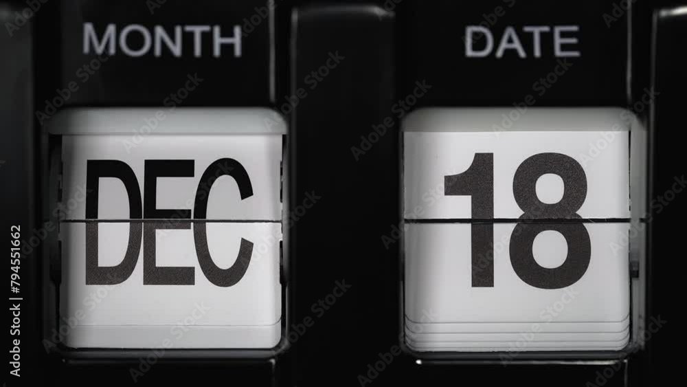 retro flip calendar with a date change from the seventeenth of December ...
