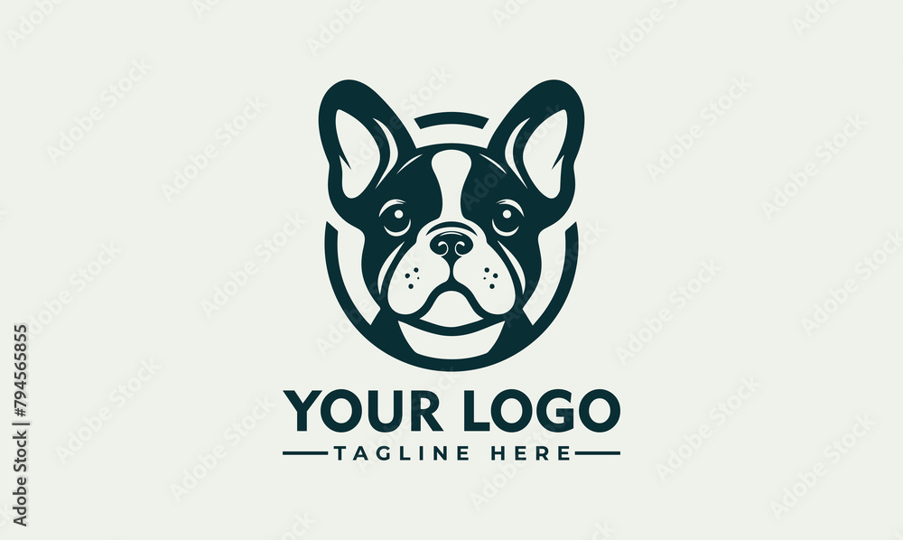 Black French Bulldog Logo Vector Frenchie Series in Black & White style ...