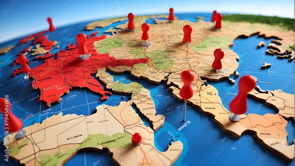 Your global destinations are prominently marked on the digital map with ...