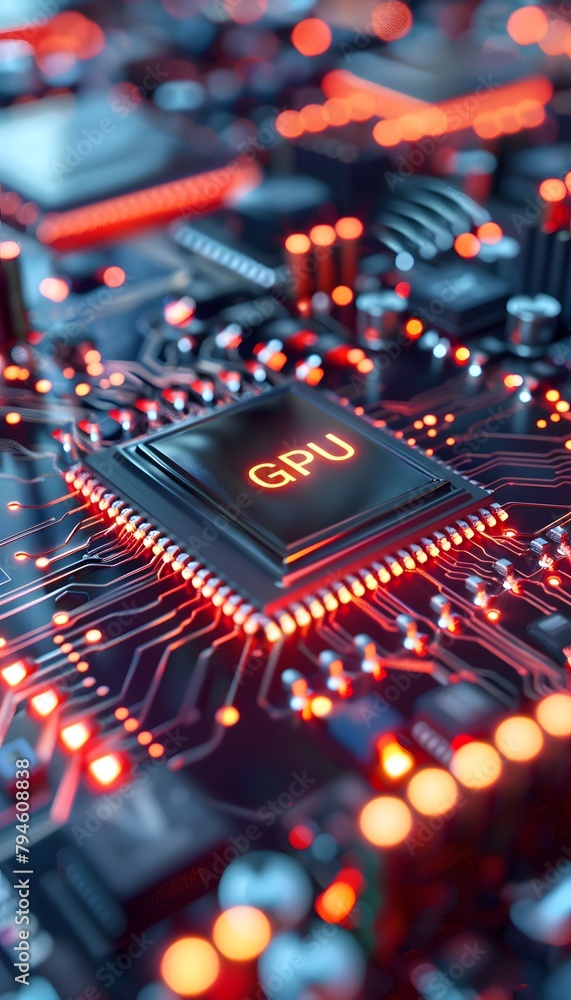 GPU Graphic Processing Unit chip with circuit board Stock Illustration ...