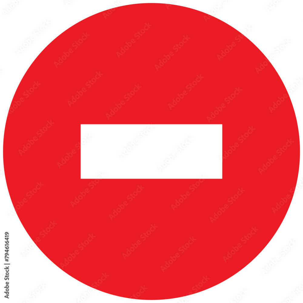 Black single red round minus mark button icon, simple circle math mark ...