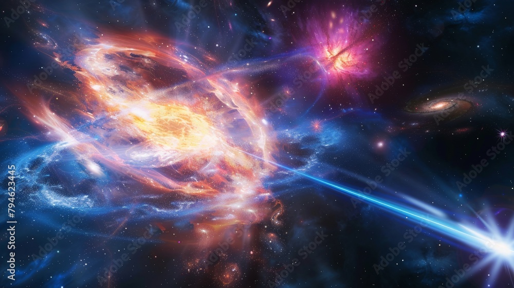 Stock-illustrationen Within the cosmic realm, the close proximity of ...