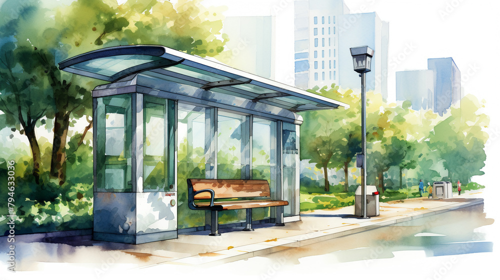 Modern Japanese Bus Stop, Urban Setting: A sleek, contemporary designed ...