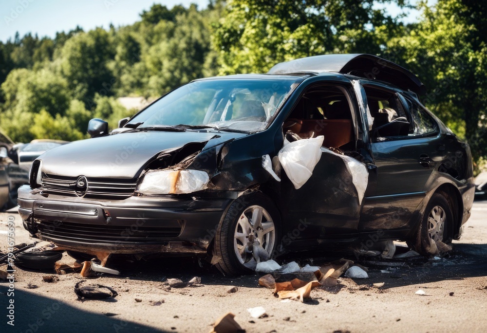'exploded airbag accident car air closeup wreck illuminated loss ...