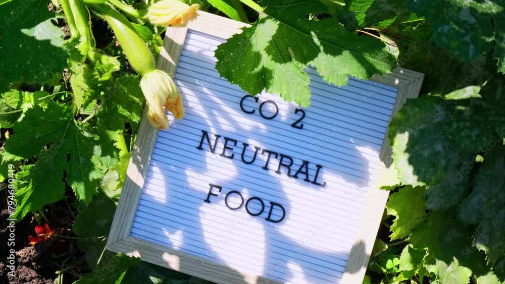 CO2 NEUTRAL FOOD message on background of fresh eco-friendly bio grown ...