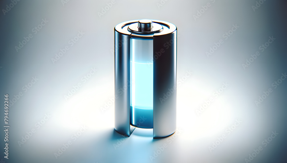 theme of batteries. a single oversized battery, battery is depicted as ...