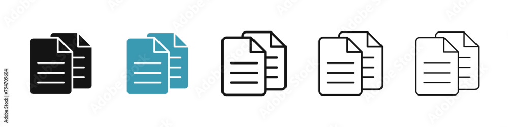 Duplicate vector icon set. copy document data line icon. matching file ...