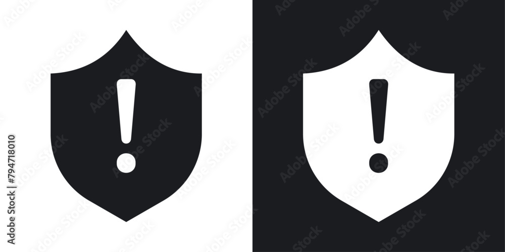 Alert Shield Icon Set. High-Risk Warning and Virus Alert Vector Symbols ...