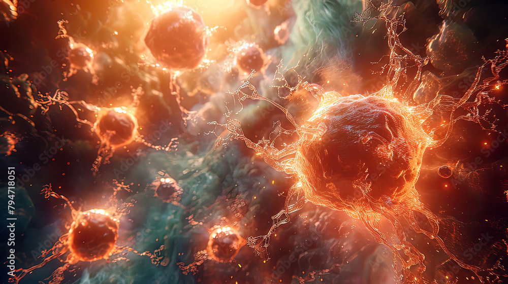 Strong nuclear explosion of atomic cells. Stock Photo | Adobe Stock