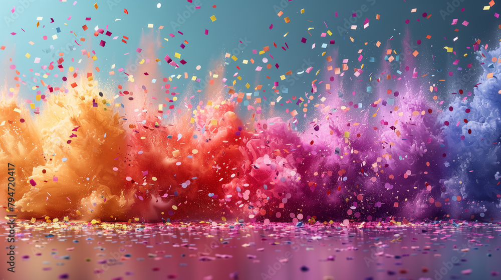 Colorful confetti explosion for celebration, Confetti in a rainbow of ...