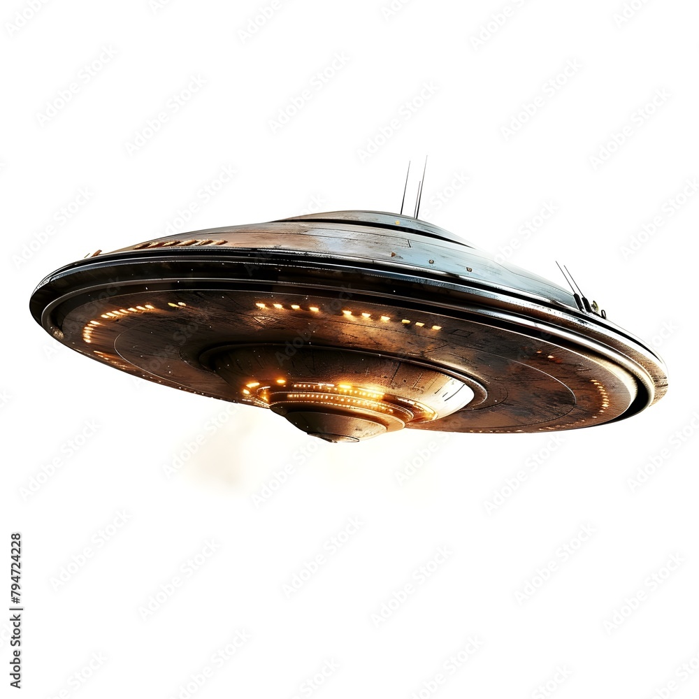 ufo on a ship on white background, Free vector a sticker template with ...
