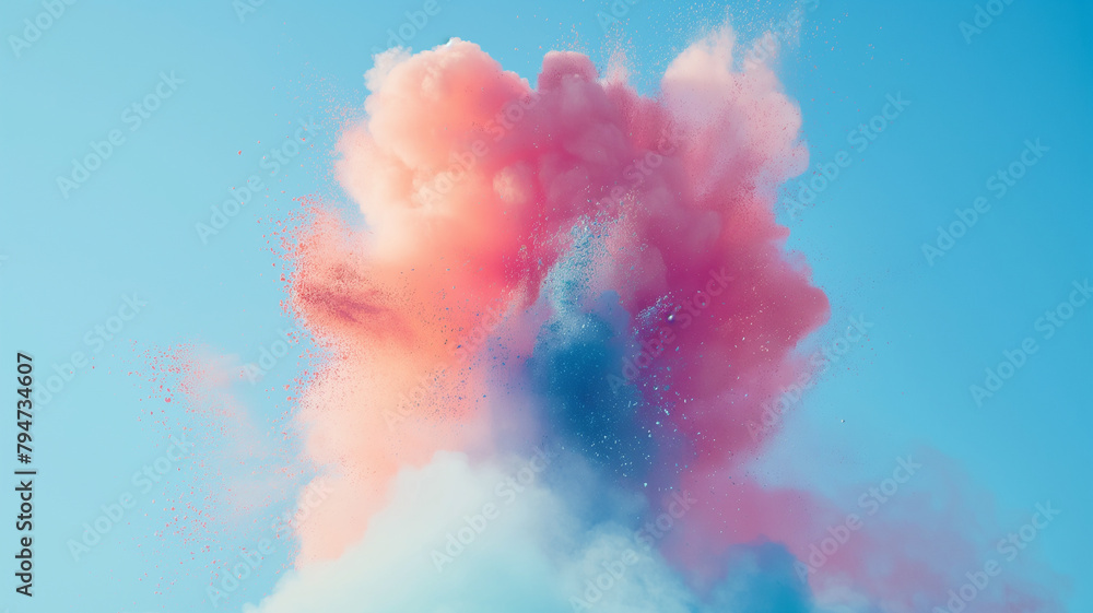 photo of explosion of pastel smoke form center on pastel color ...