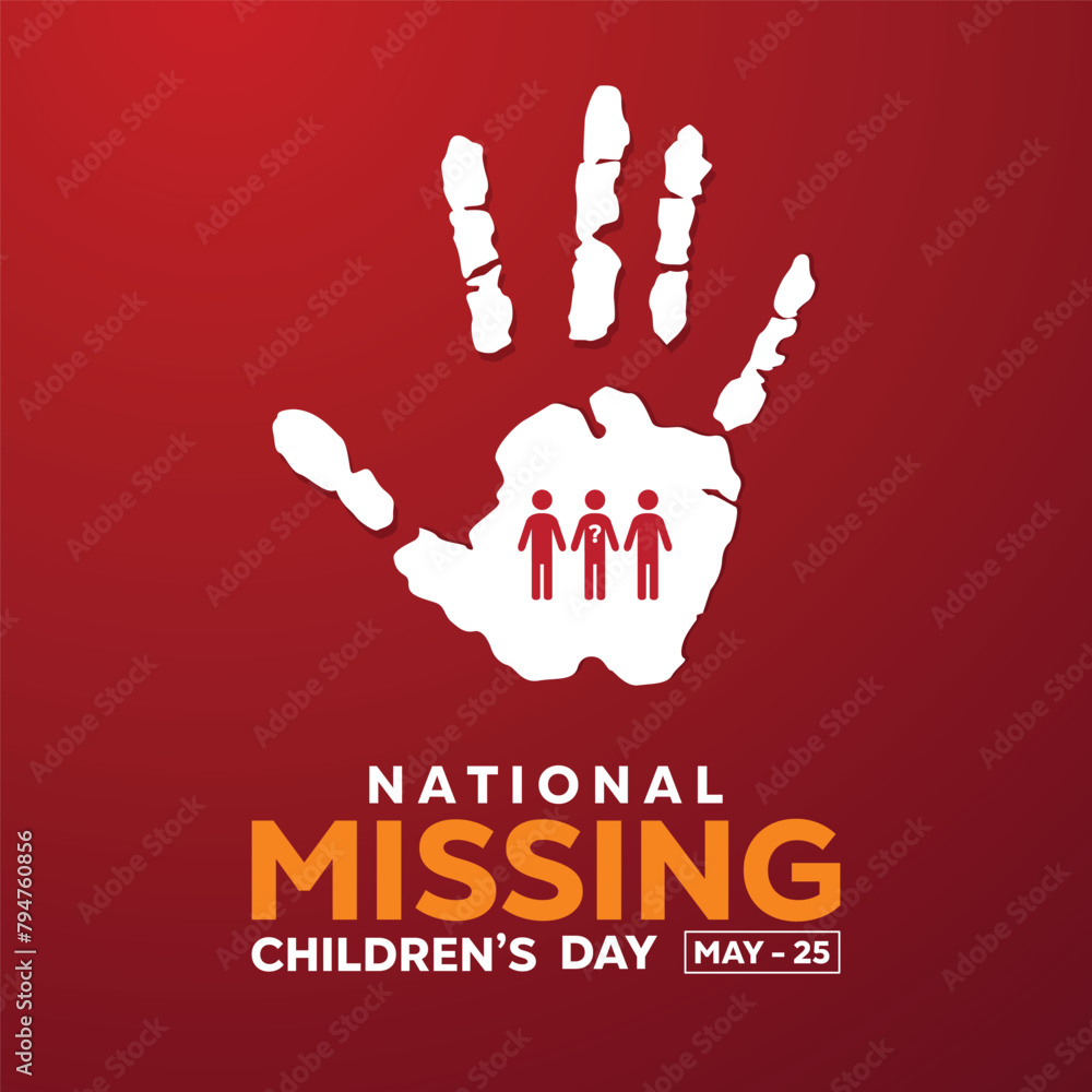 National Missing Childrens Day. People icon and hand. Great for cards ...