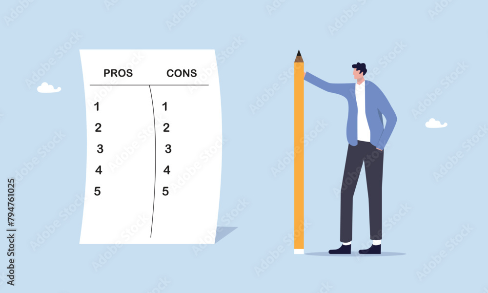 Information list concept. Pros and cons comparison for making business ...