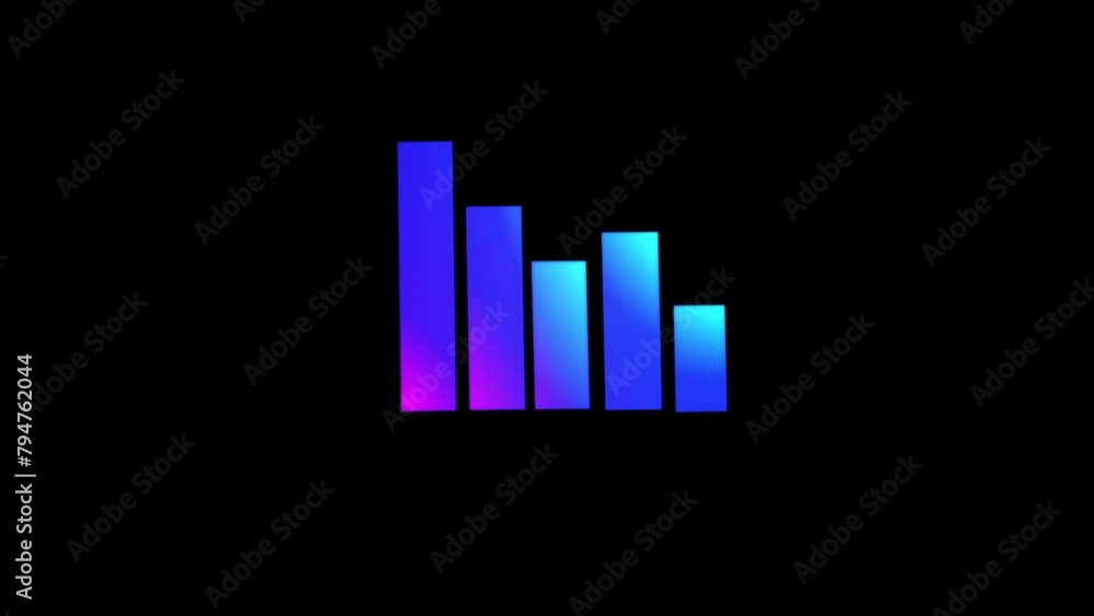 Rising Data Bar Graph Animation on Black Background for Business ...