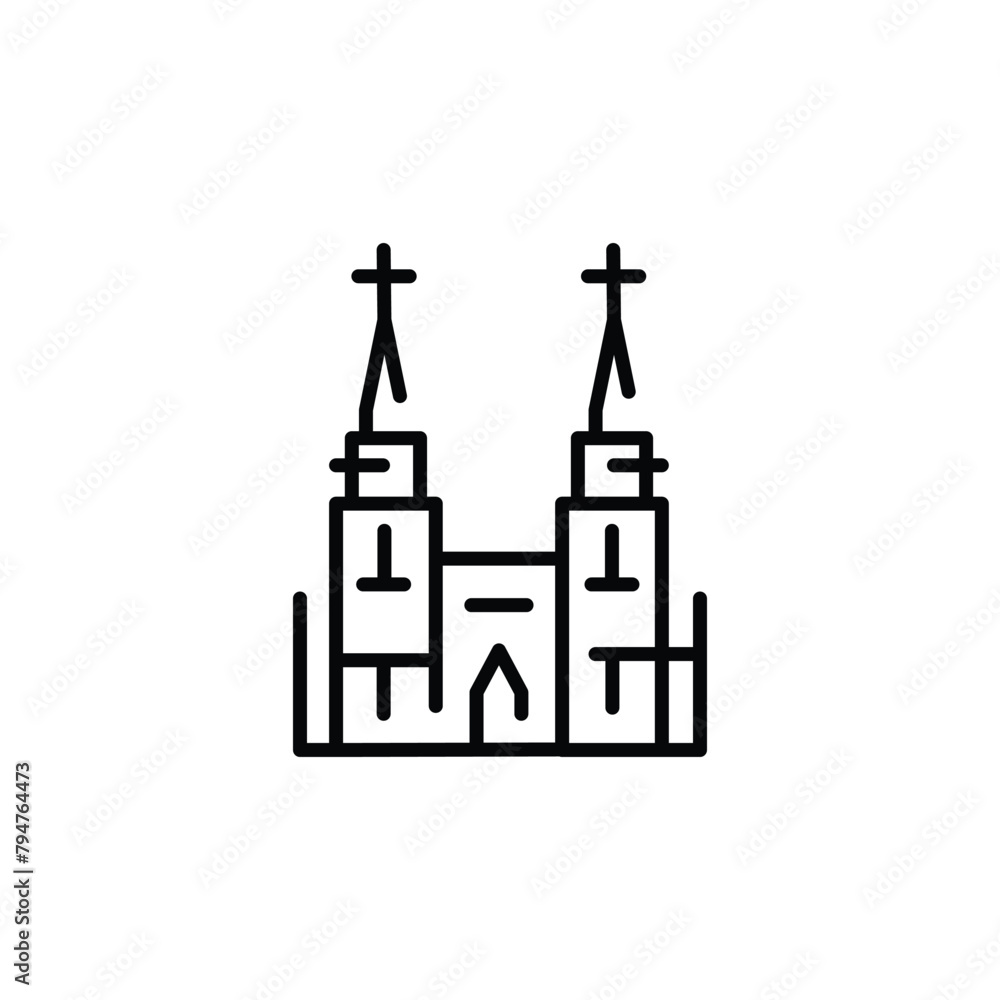 Christian church icon featuring a traditional building with crosses on ...