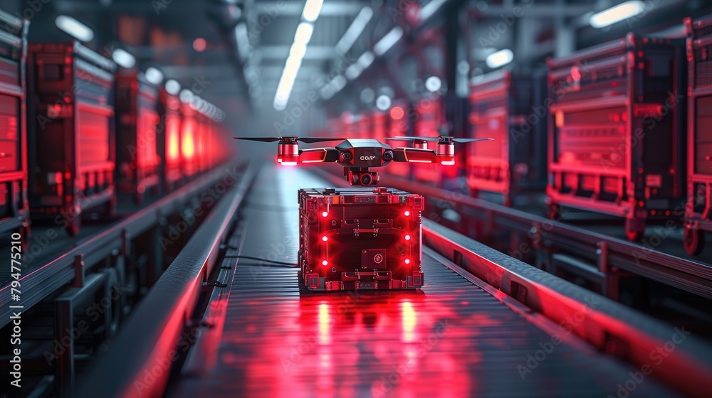 Futuristic border control checkpoint equipped with AI face recognition ...