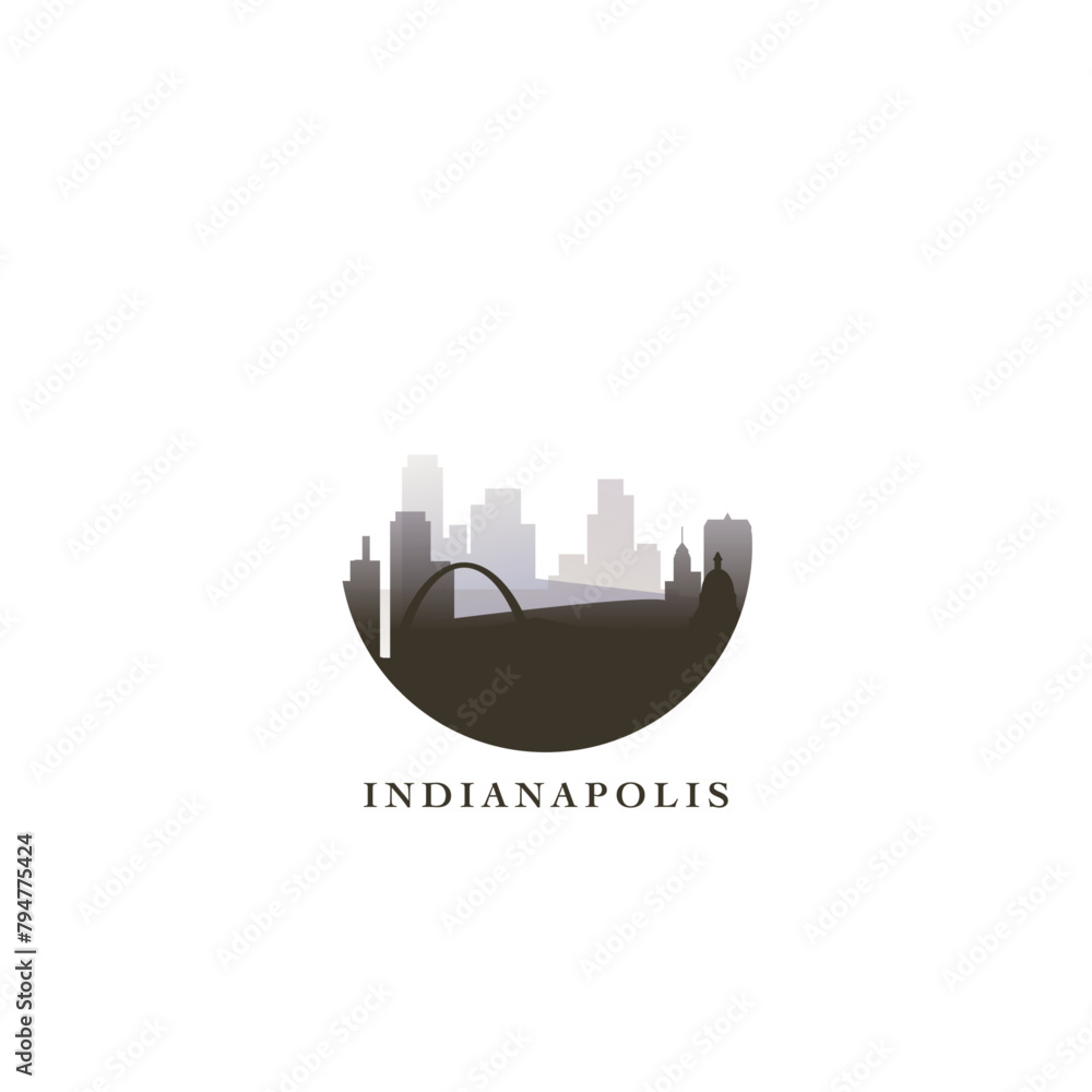 Indianapolis cityscape, vector gradient badge, flat skyline logo, icon ...