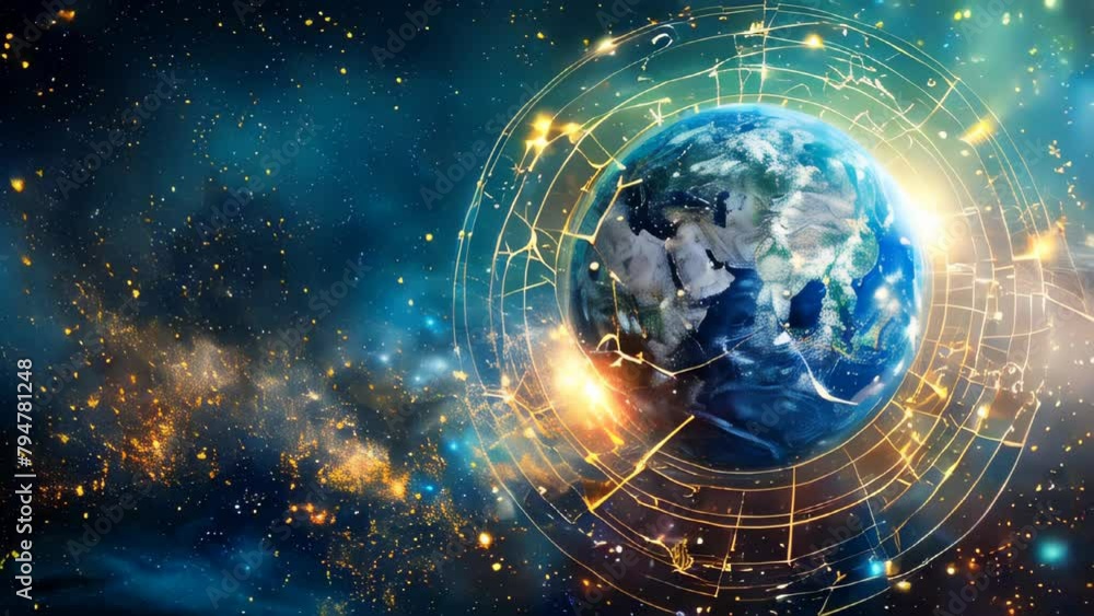 Vidéo Stock Planet Earth encircled by zodiac signs and astrology ... Vidéo Stock Planet Earth encircled by zodiac signs and astrology ...