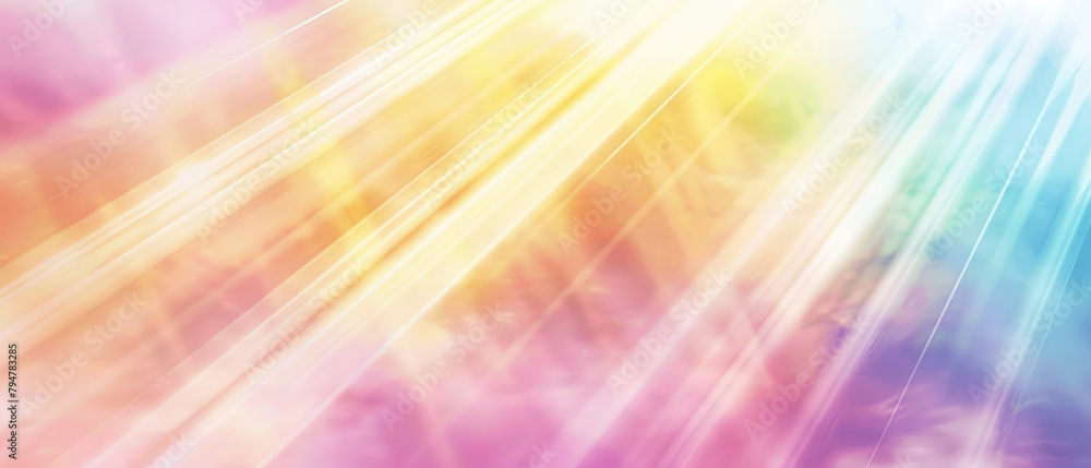 Light aura spiritual energy rays emit white light on rainbow soft color ...