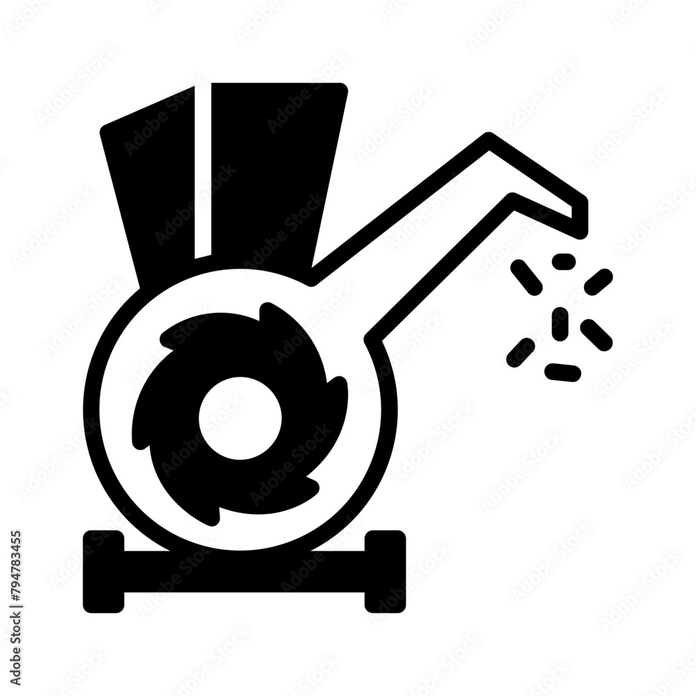 Vector solid black icon for Brush chippers Stock Vector | Adobe Stock