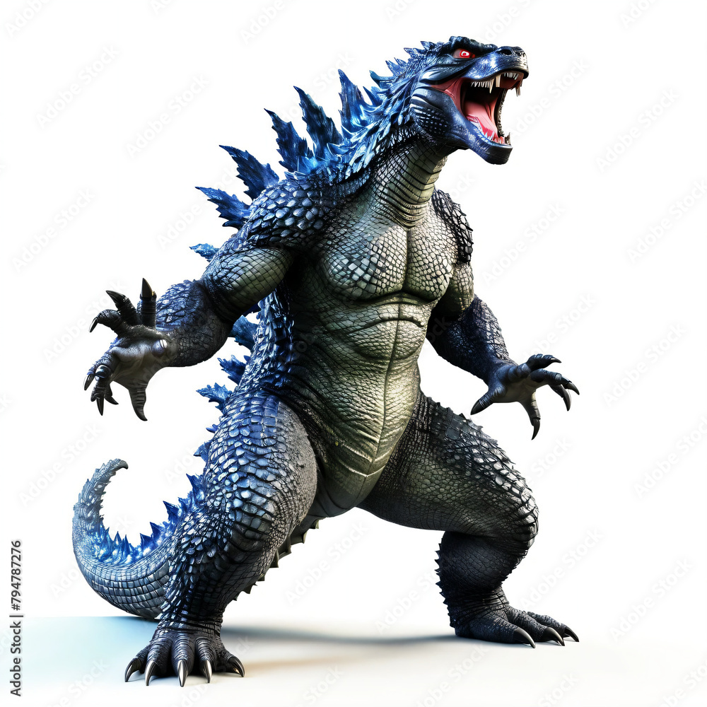AI generates fantasy godzilla creature in a threatening pose. 3D ...
